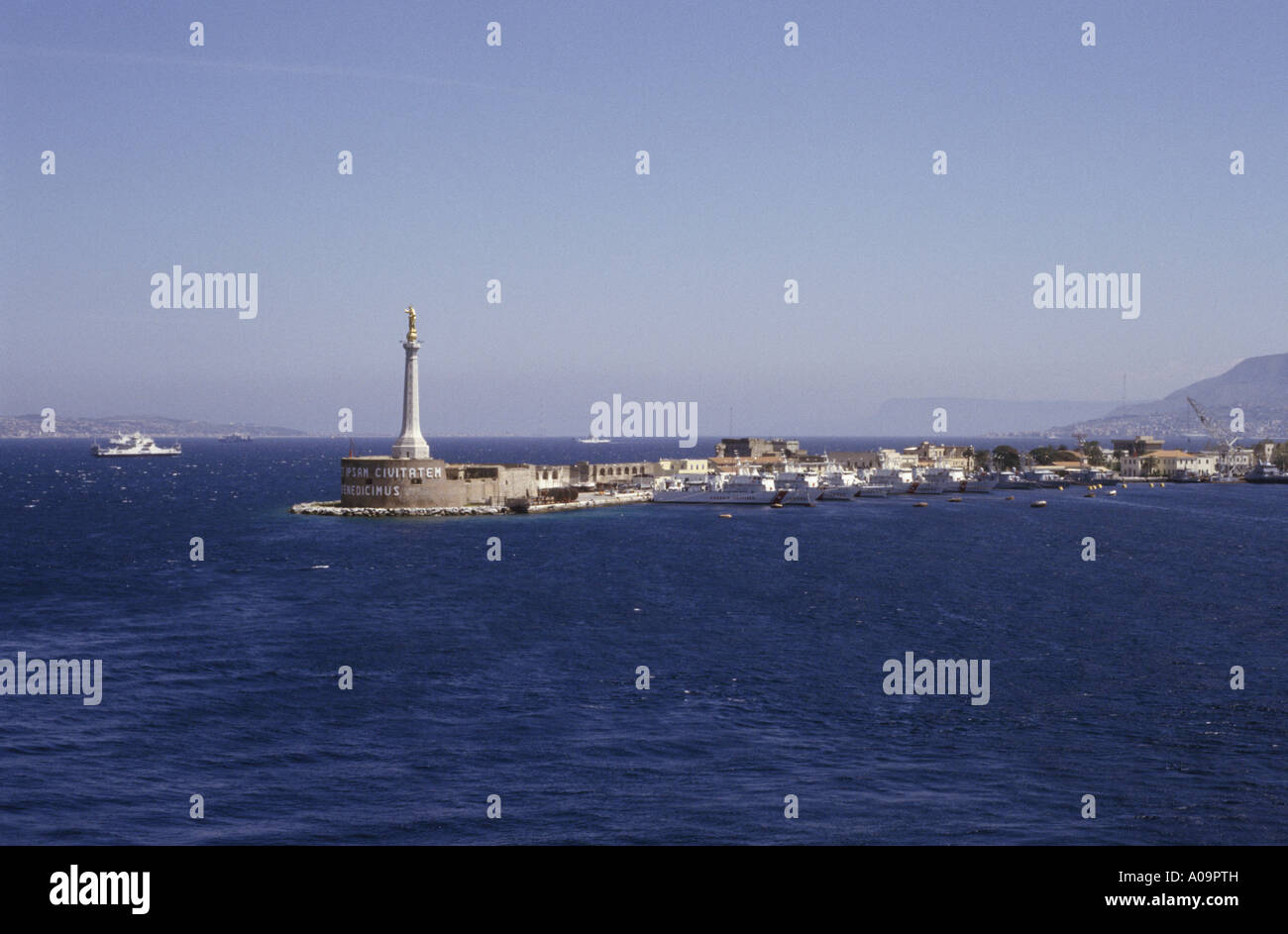 Europe, Italy, Messina, Virgin Mary monument at harbour entrance Stock ...