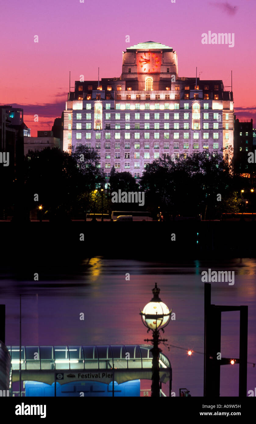 Shell Mex building dusk river Thames London England UK Stock Photo - Alamy