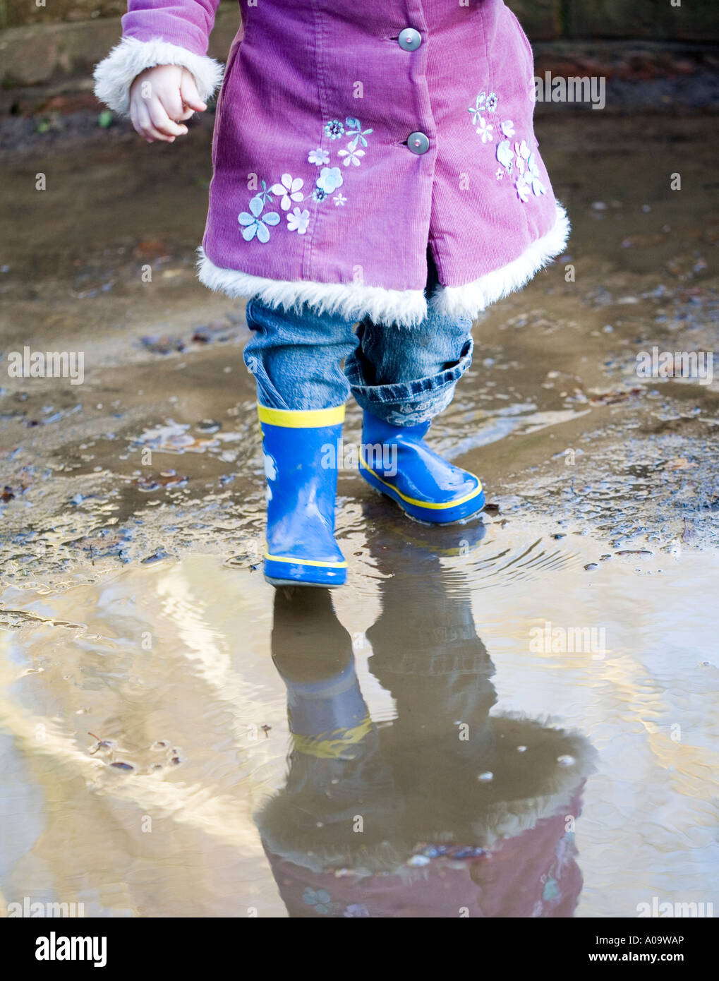 Stepping into a puddle Stock Photo - Alamy