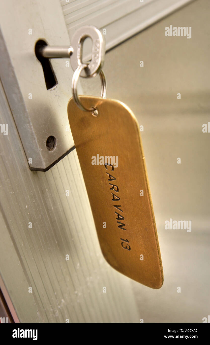 A KEY IN THE DOOR OF A CARAVAN AT THE WHITSAND BAY HOLIDAY PARK NEAR ...