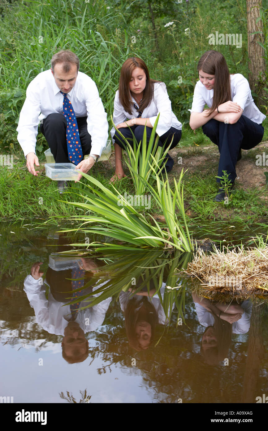 Pupils pond dipping during a biology lesson at school Stock Photo - Alamy