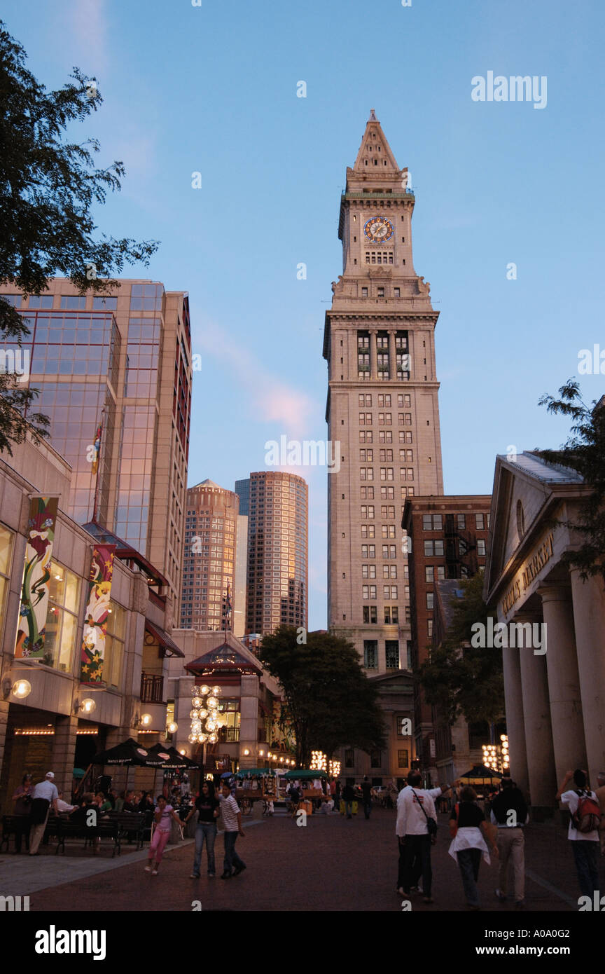 A summer evening at the popular Quincy Market in historic downtown ...