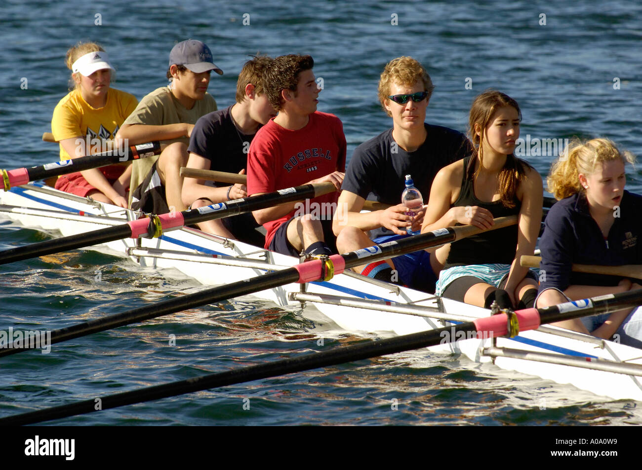 Rowing - Coxed eight at Lake Pupuke, North Shore Auckland New Zealand ...