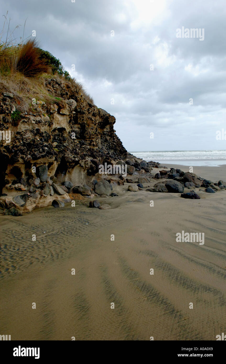 granite, sandstone and volcanic beach with ocean view, west coast ...