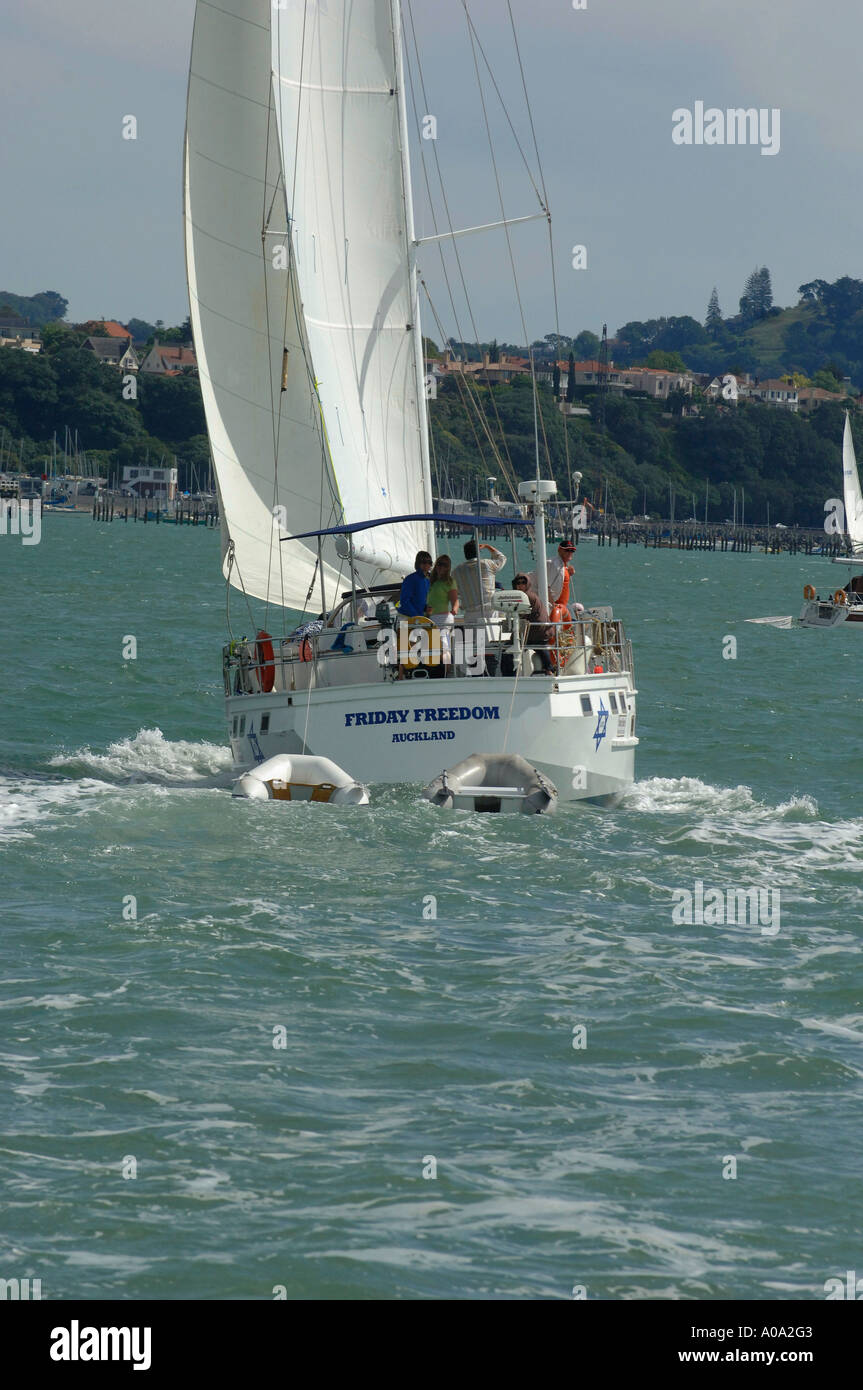 Sailing Yacht Waitemata harbour Huraki Gulf Auckland New Zealand Stock ...