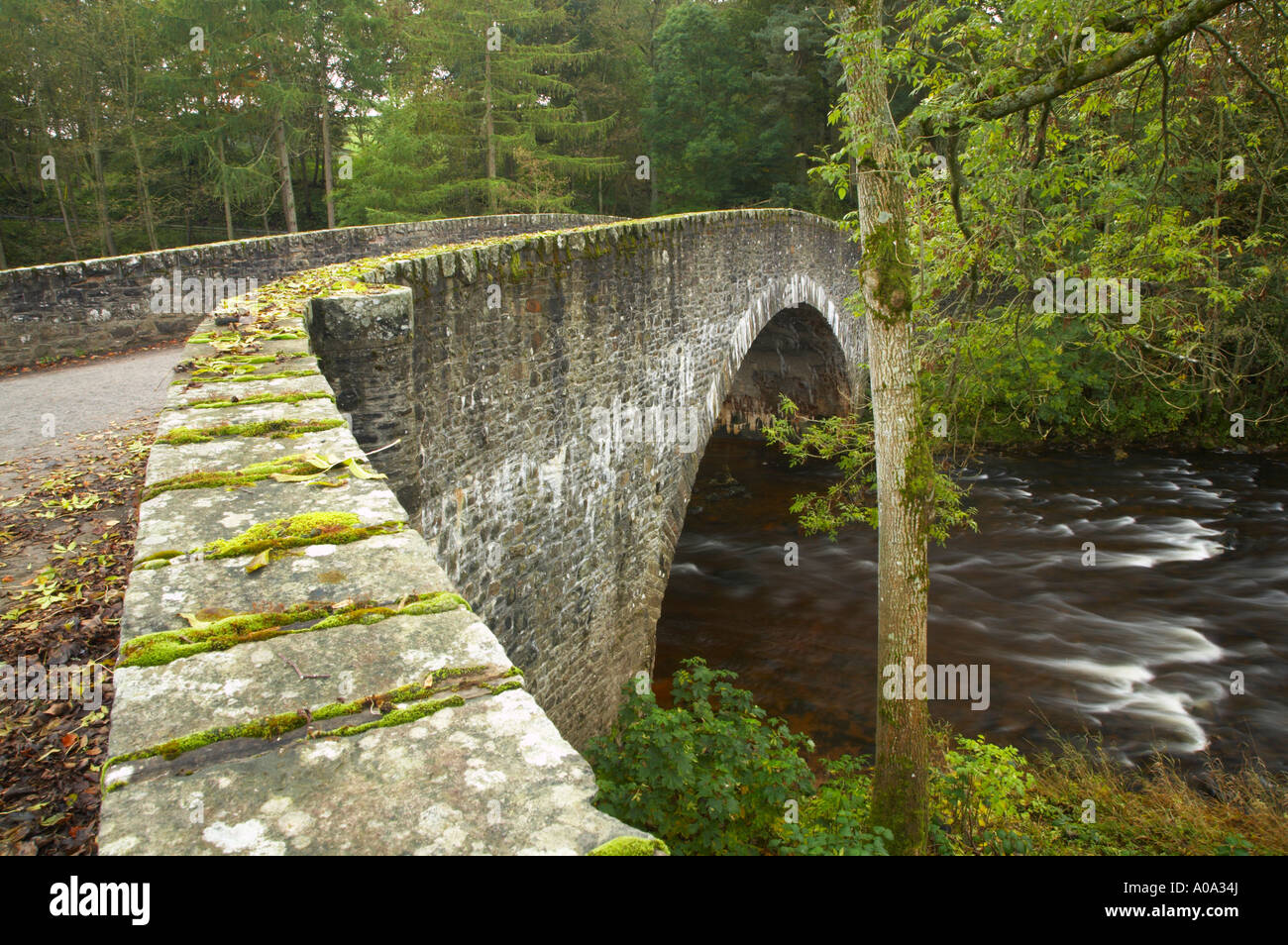 Scotland Scottish Borders The River Ettrick A stone bridge over the ...