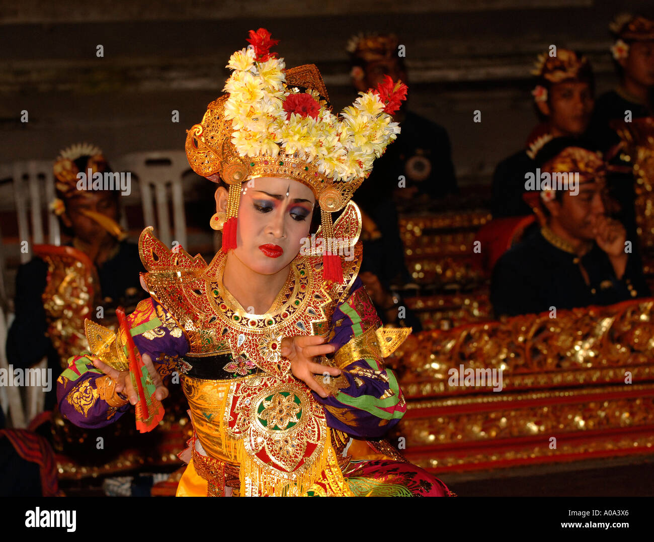 Female Balinese Legong Dancer in full costume, Ubud Palace, Bali ...