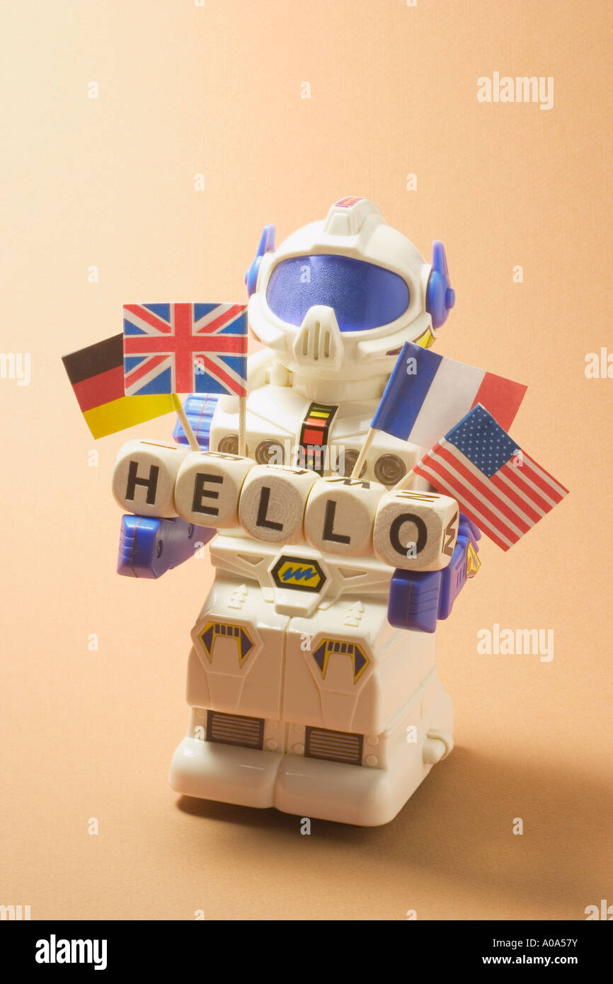 Robot with Flags Stock Photo - Alamy