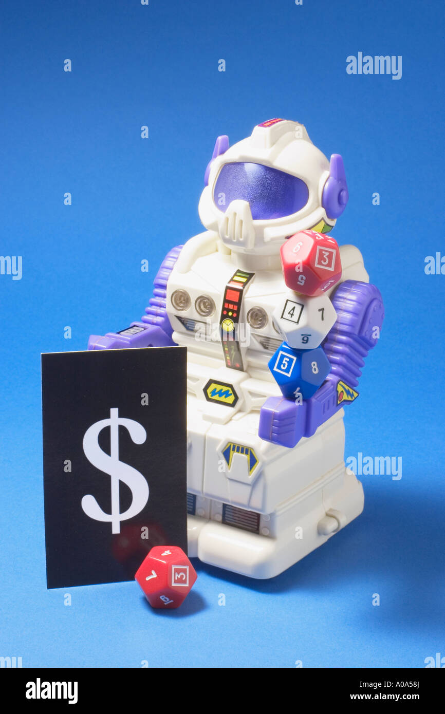Robot with Dice and Dollar Sign Stock Photo - Alamy
