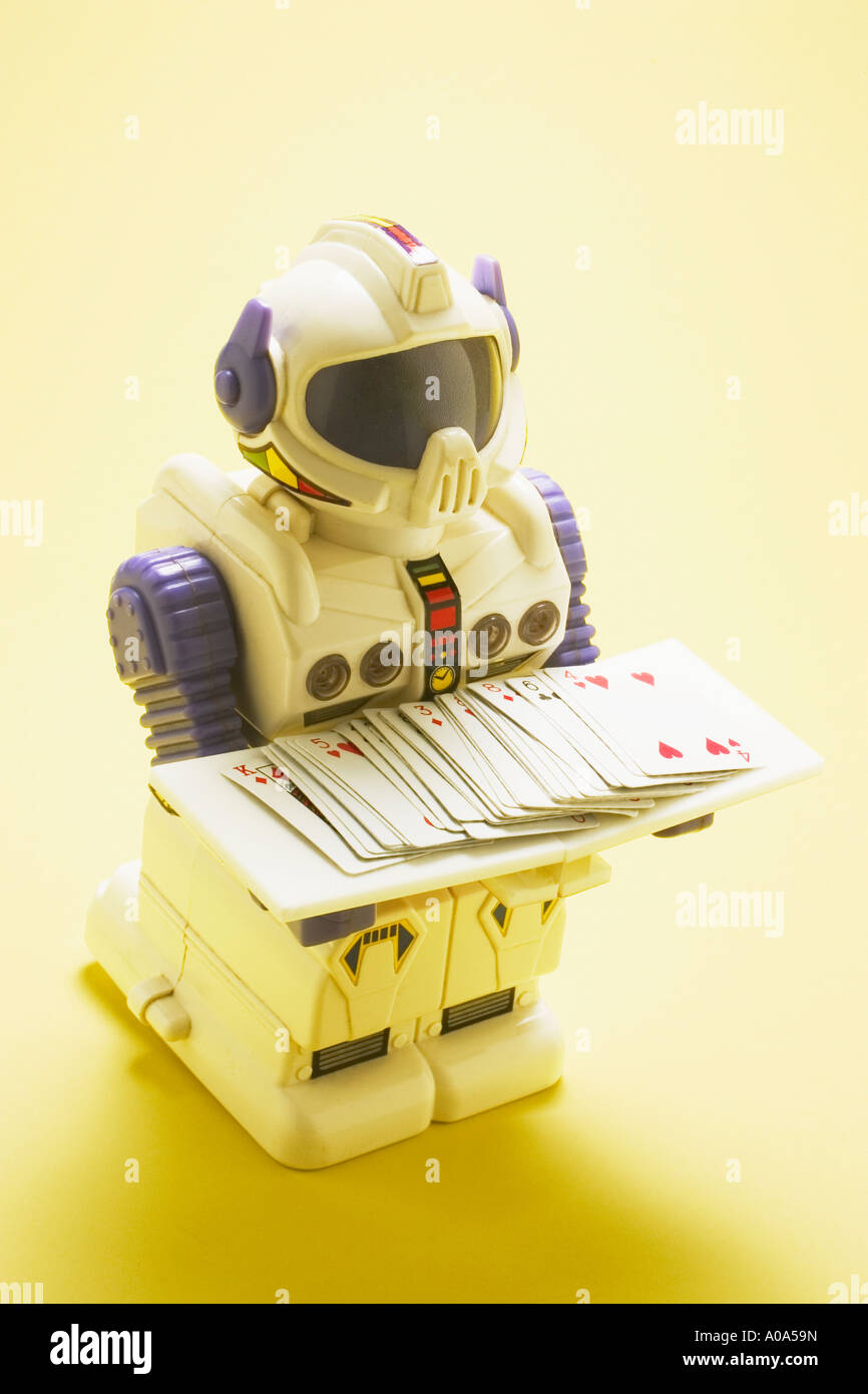 Robot with Playing Cards Stock Photo - Alamy