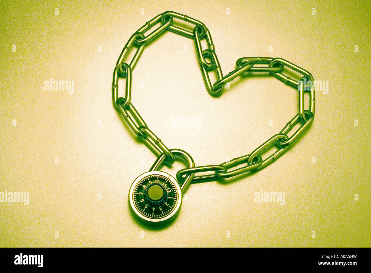 Combination Lock and Chain in Heart Shape Stock Photo - Alamy