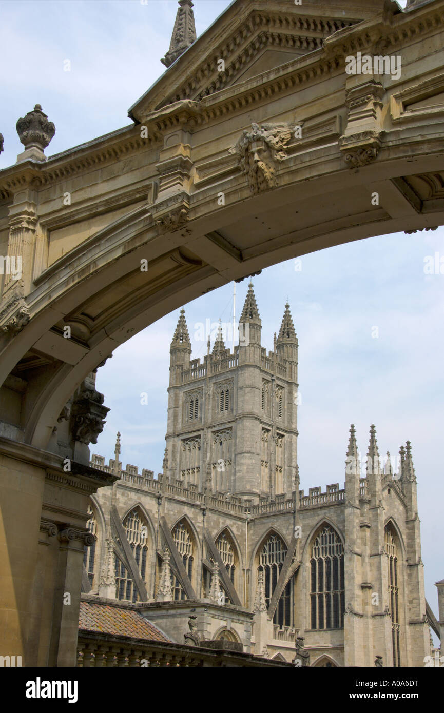 Bath Abbey through Roman Arch Bath Somerset England Stock Photo - Alamy