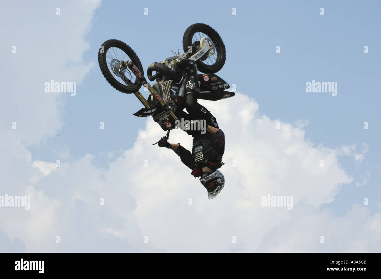 Moto X stunt rider Justin Homan performing a back flip at the Thailand ...