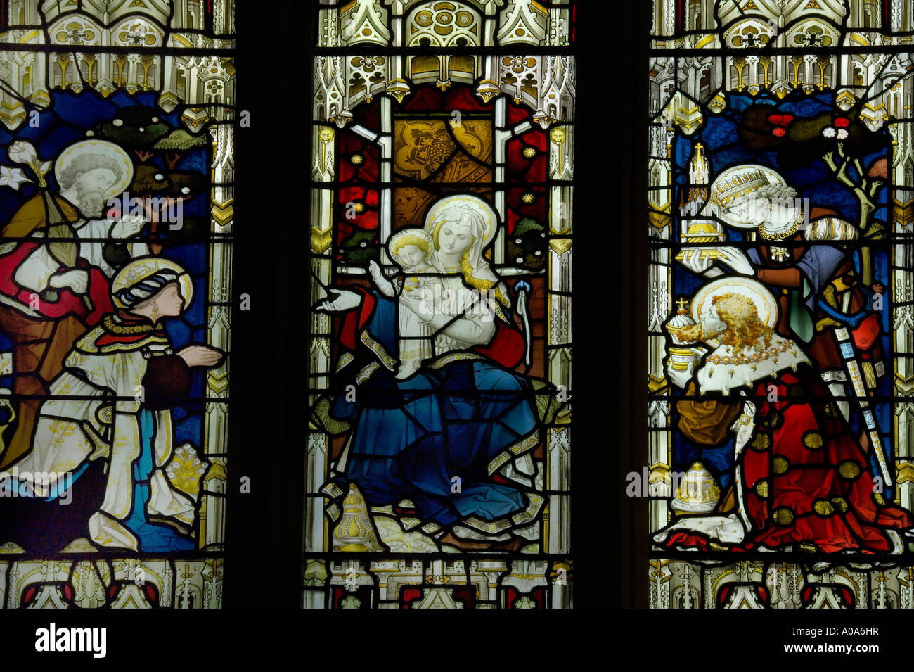 Medieval Bath Abbey The Nave Staimed Glass windows Scenes from Gospels ...