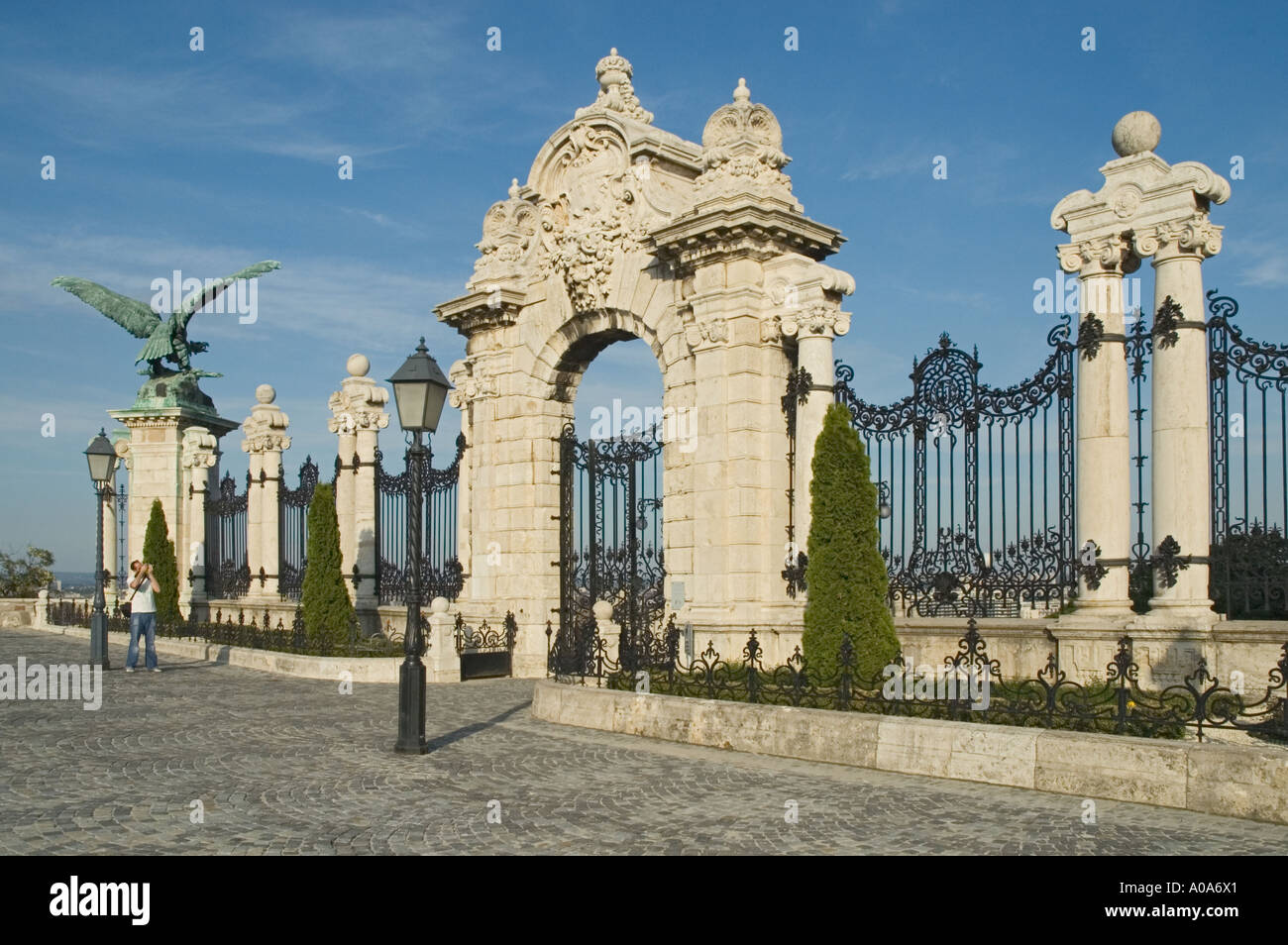 Hungary Budapest Buda Castle District Palace entrance gate Turul eagle ...