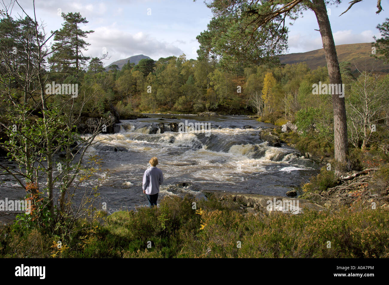 Waterfall Glen Affric near Affric Lodge River Affric looking west ...