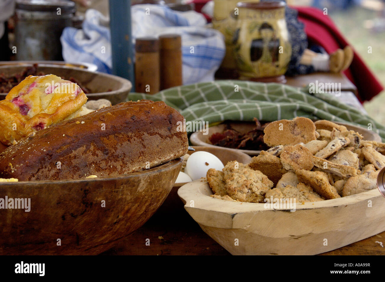 Camp breakfast at a Revolutionary War army reenactment on the Yorktown ...