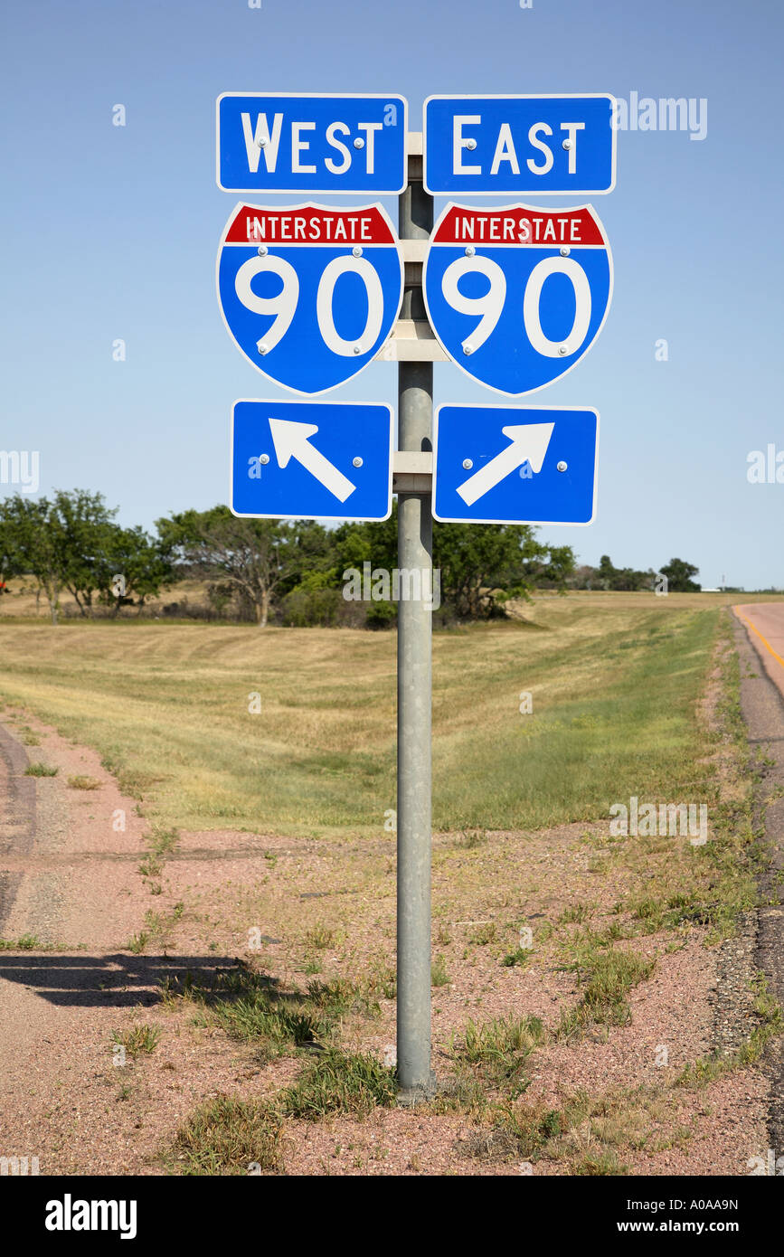 USA Strassenschild Road Sign Interstate West East 90 Stock Photo - Alamy