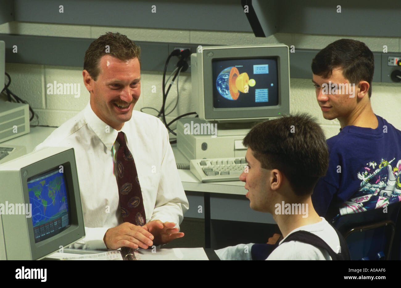 Students with satellite feed learning weather forecasting model ...