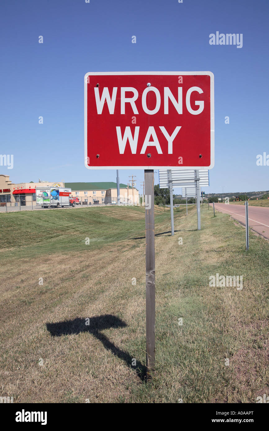 USA Strassenschild Road Sign Wrong Way Stock Photo - Alamy