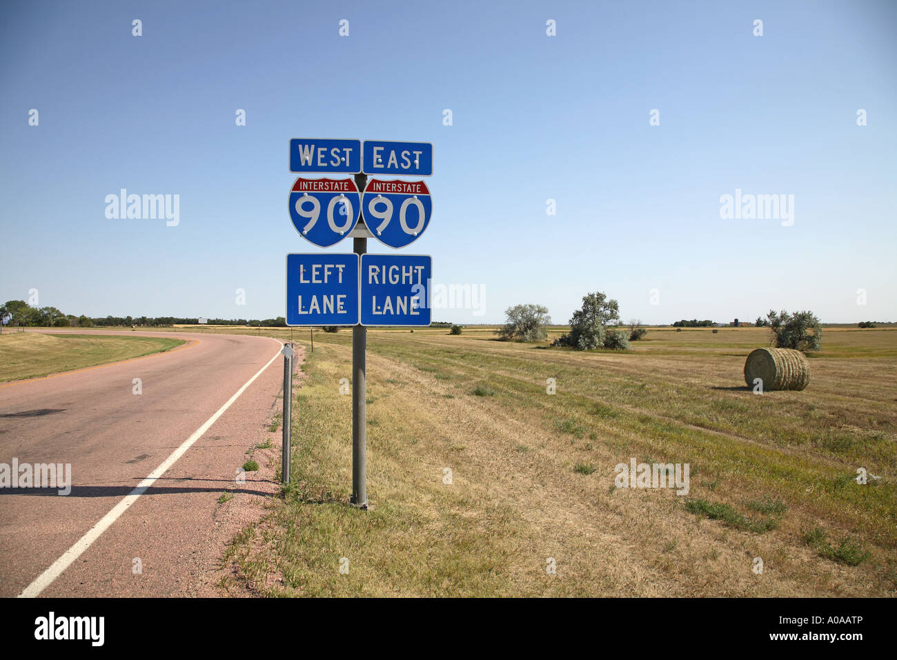 USA Strassenschild Road Sign Interstate West East 90 Stock Photo - Alamy