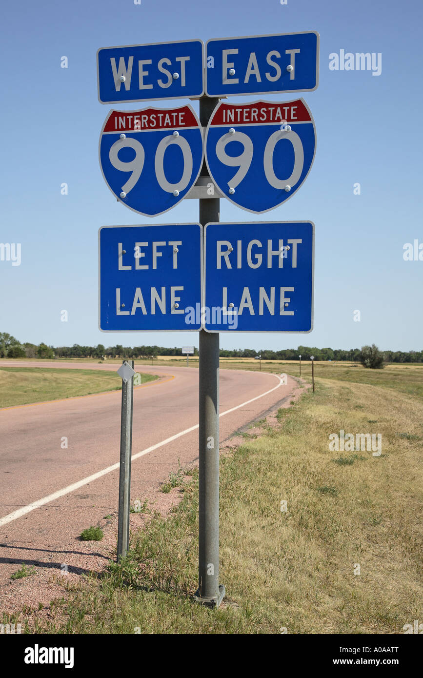 USA Strassenschild Road Sign Interstate West East 90 Stock Photo - Alamy