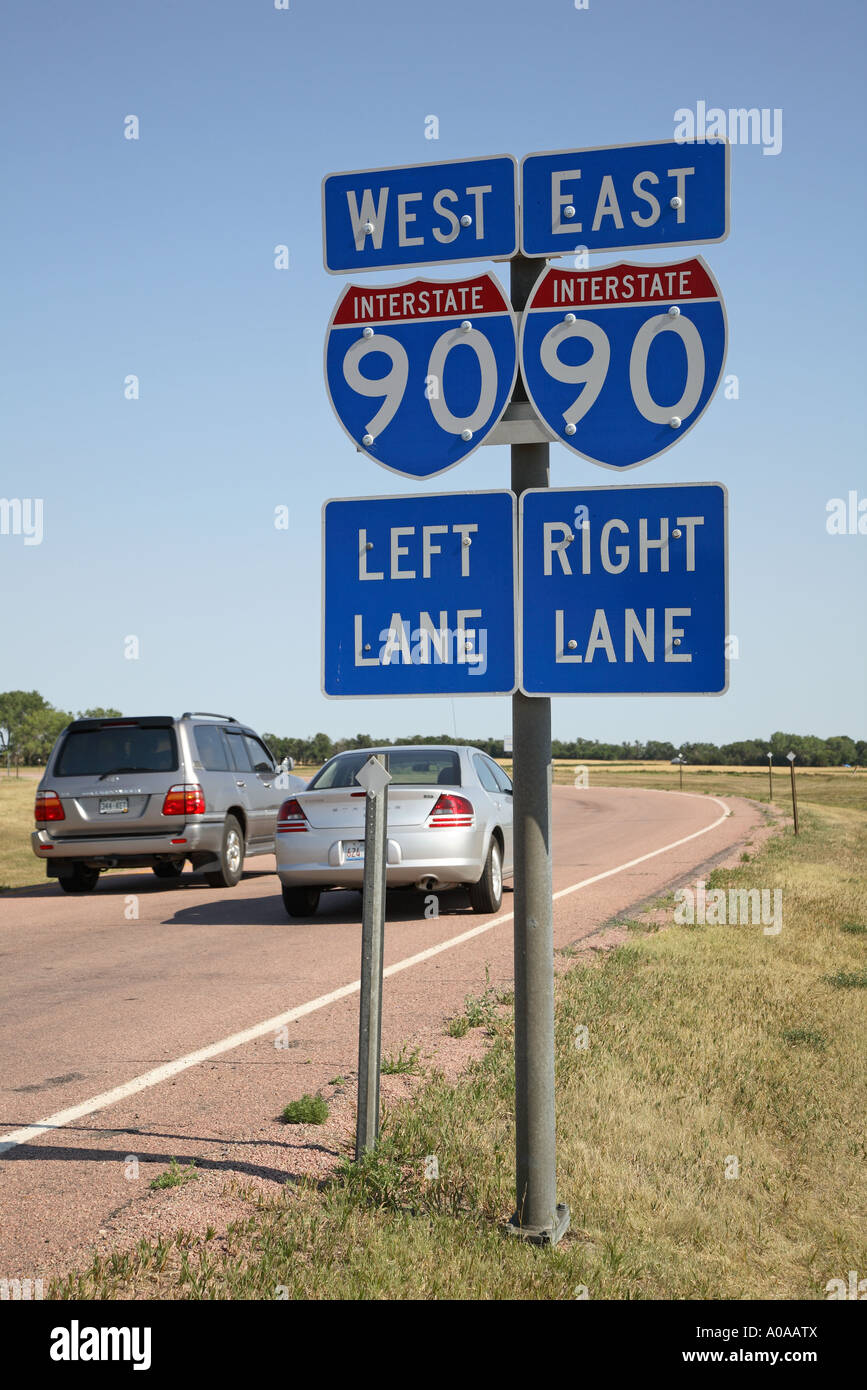 USA Strassenschild Road Sign Interstate West East 90 Stock Photo - Alamy