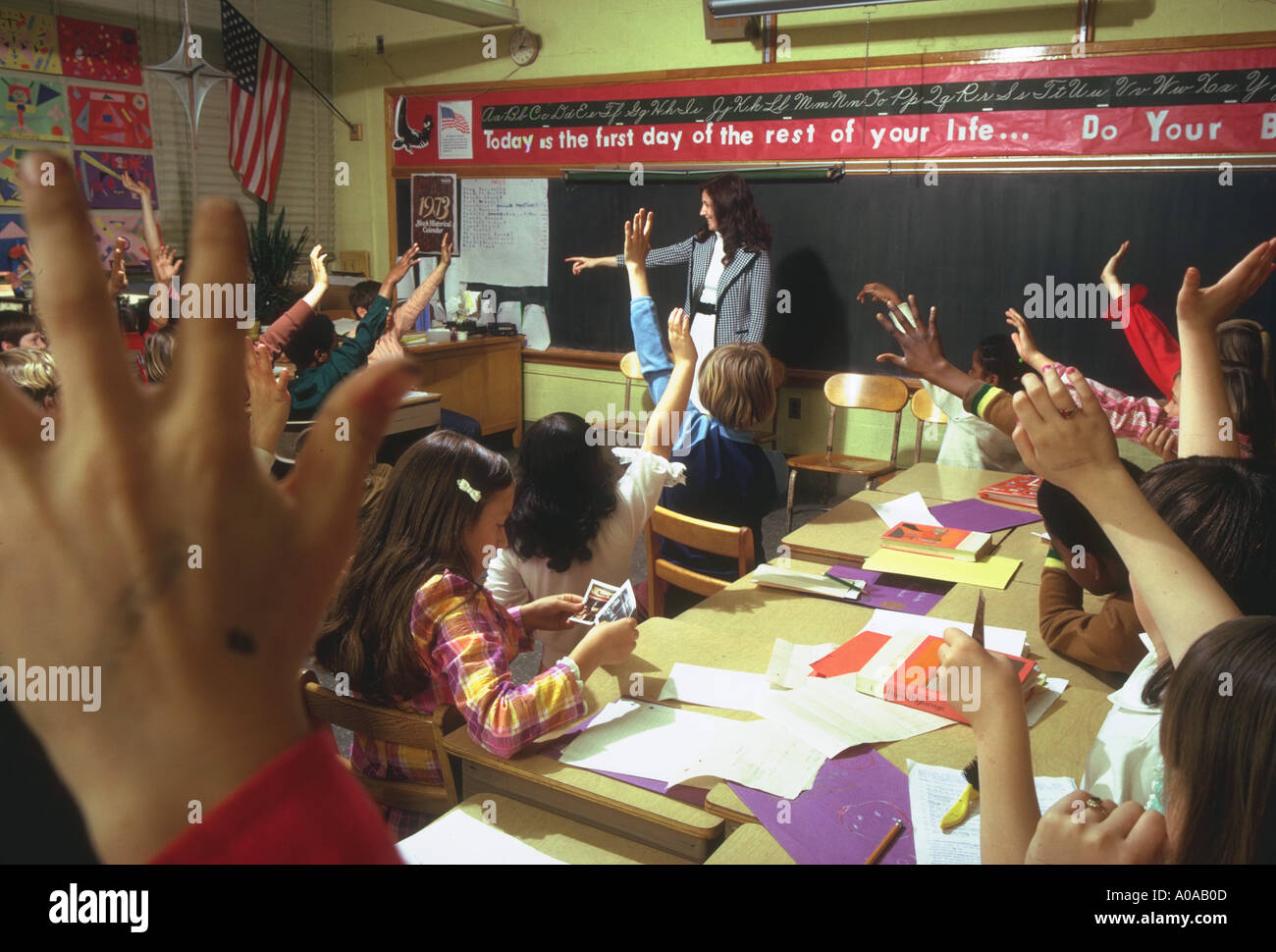 Students in an elementary school classroom Stock Photo - Alamy