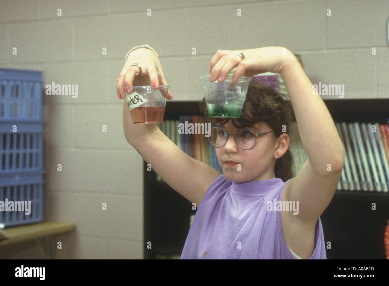 Fifth grade student working on a science project model released Stock ...