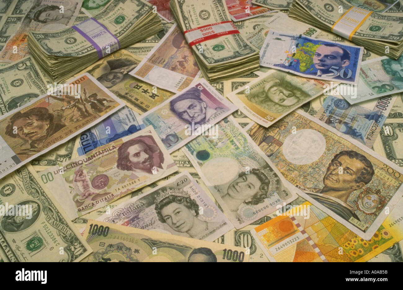 US and foreign currency Stock Photo - Alamy