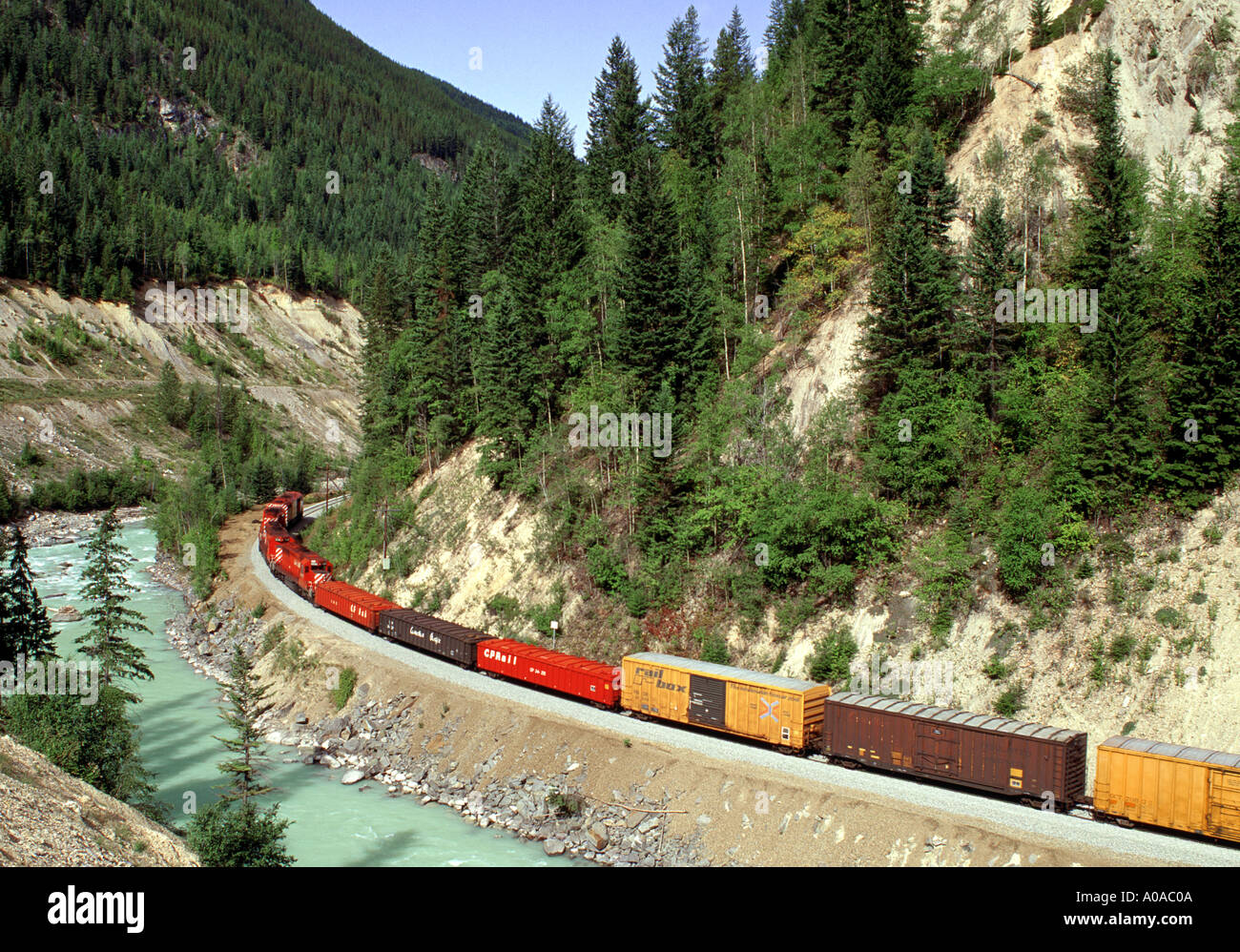 train Rocky Mountains "British Columbia" Canada Yoho River near Golden ...