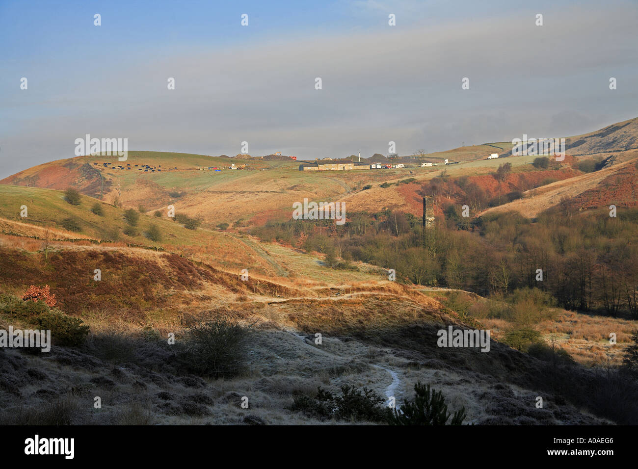 Looking down towards the Cheesden Valley with the chimney of Washwheel ...