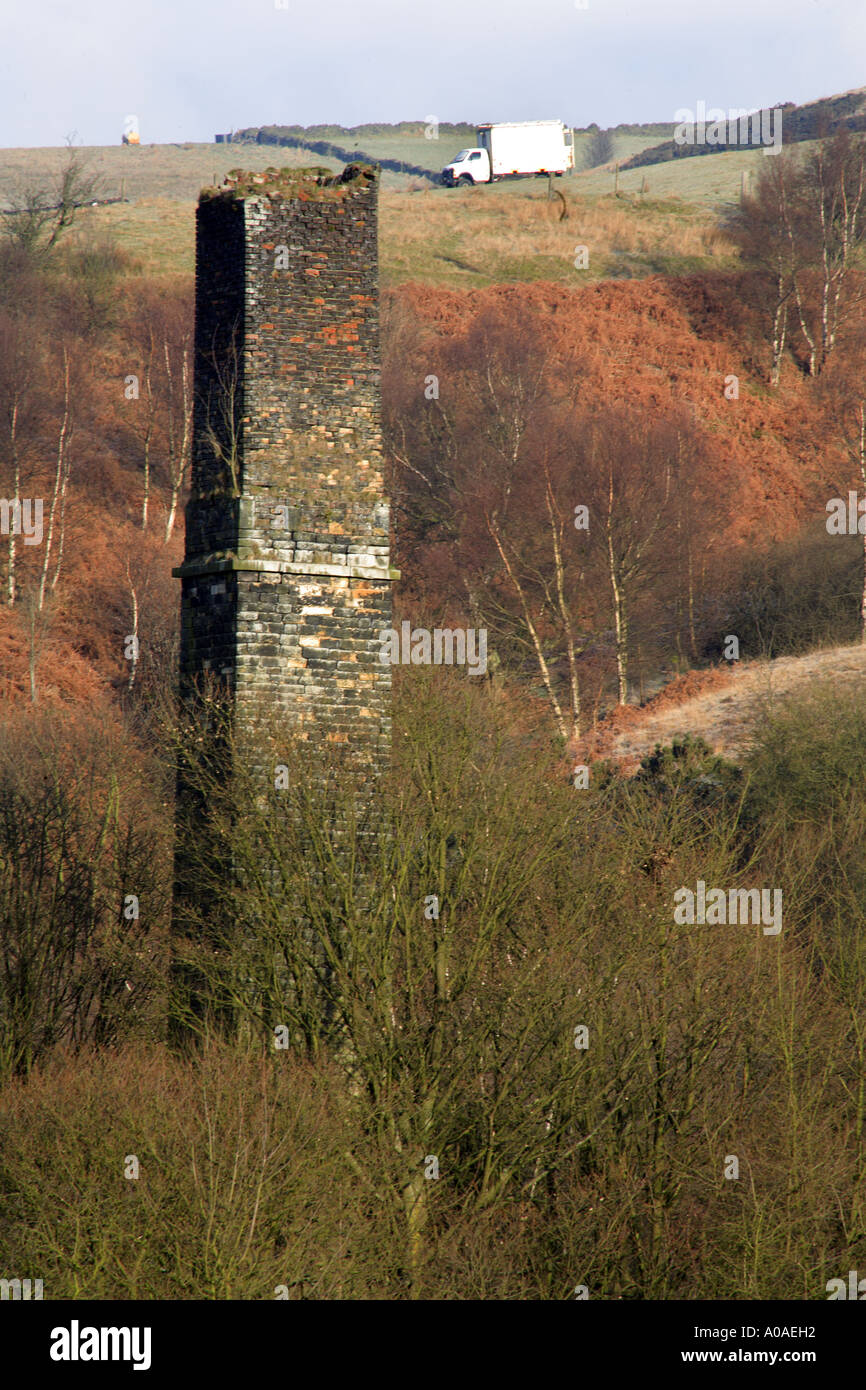 View of Washwheel mill and the packhorse bridge in the Cheesden Valley ...