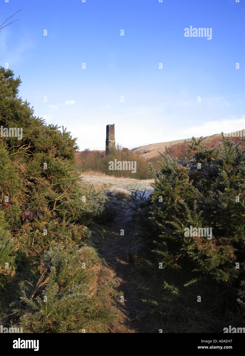View of Washwheel mill and the packhorse bridge in the Cheesden Valley ...