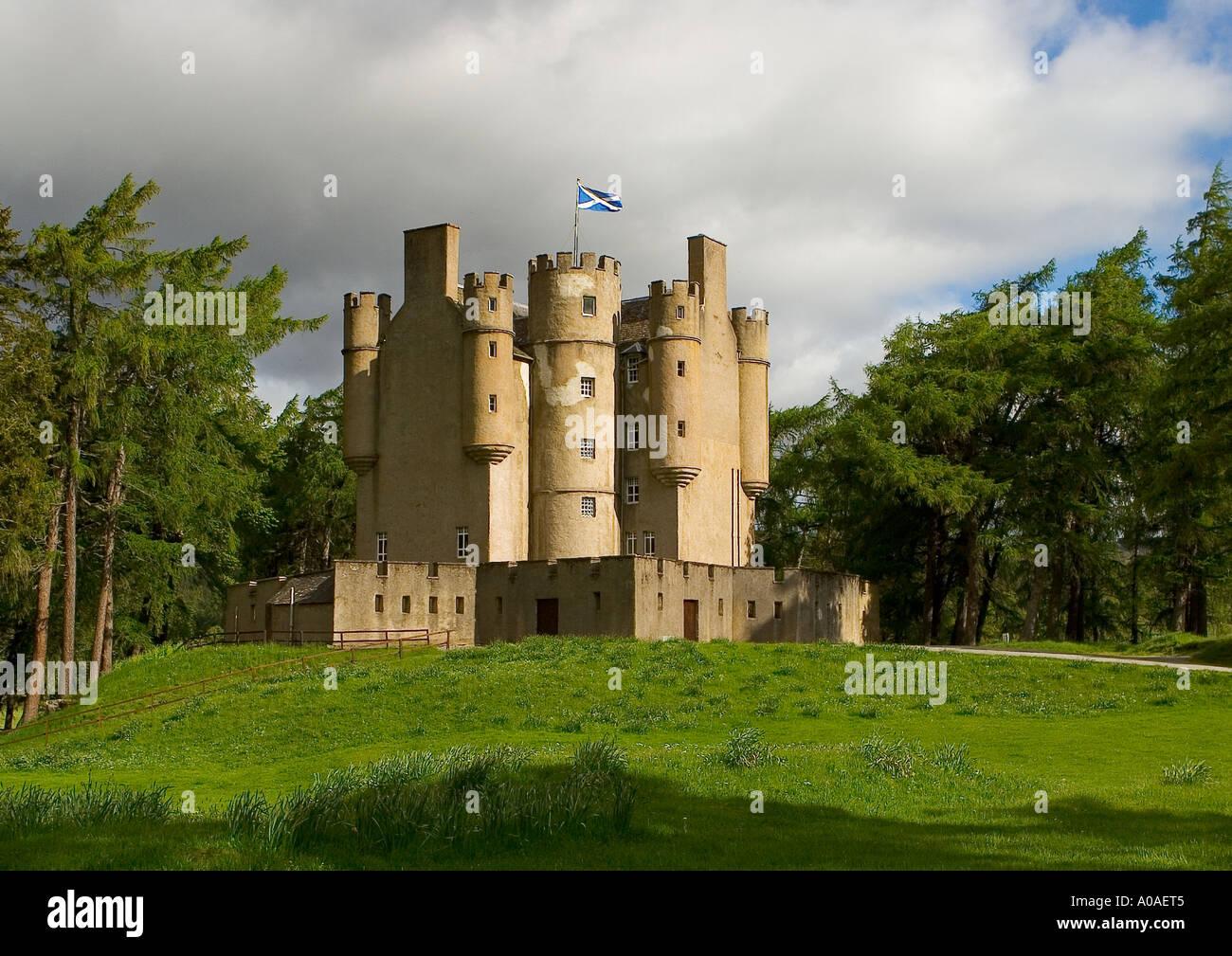 The strategic landmark Braemar Castle flying the Scottish Saltire ...