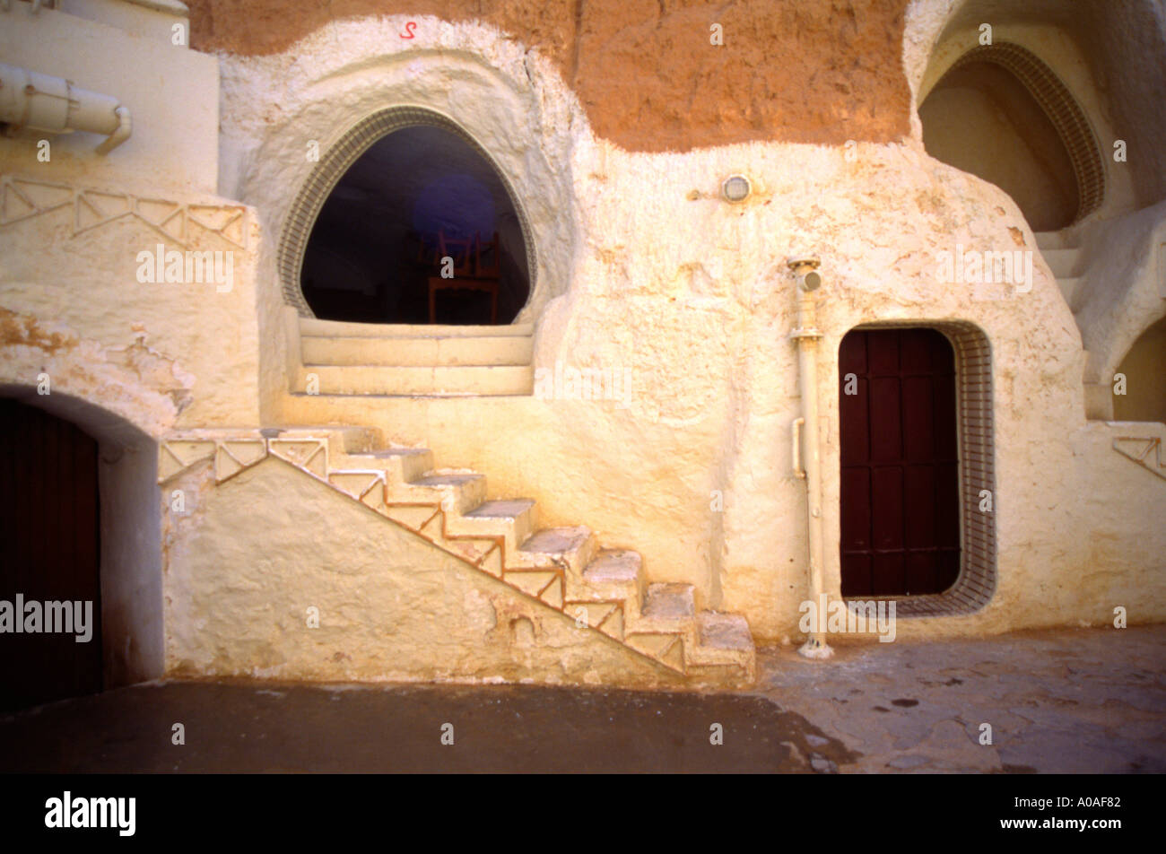 Staircase and cavern entrance Star Wars movie site Tunisia 1101 Stock ...