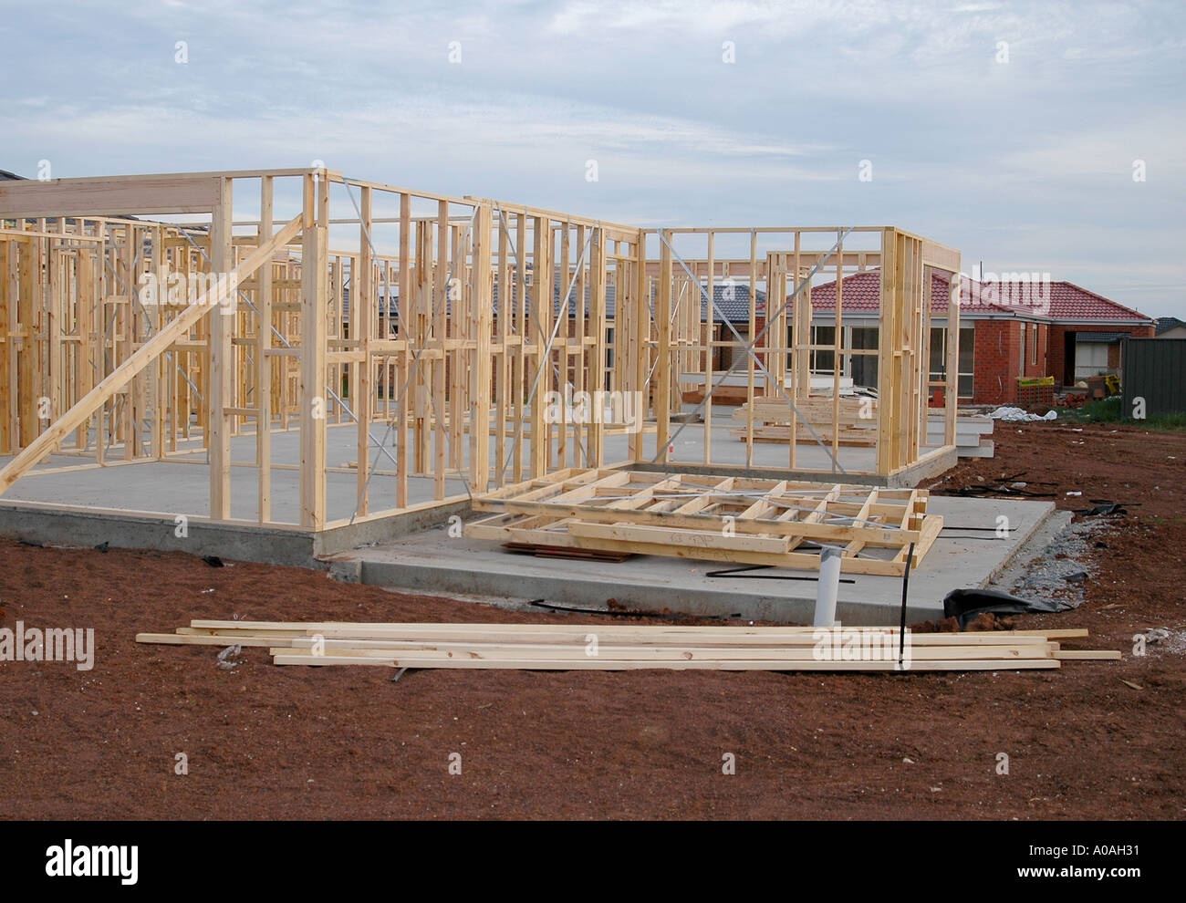 House Construction, the timber frame is up, Melbourne, Victoria ...