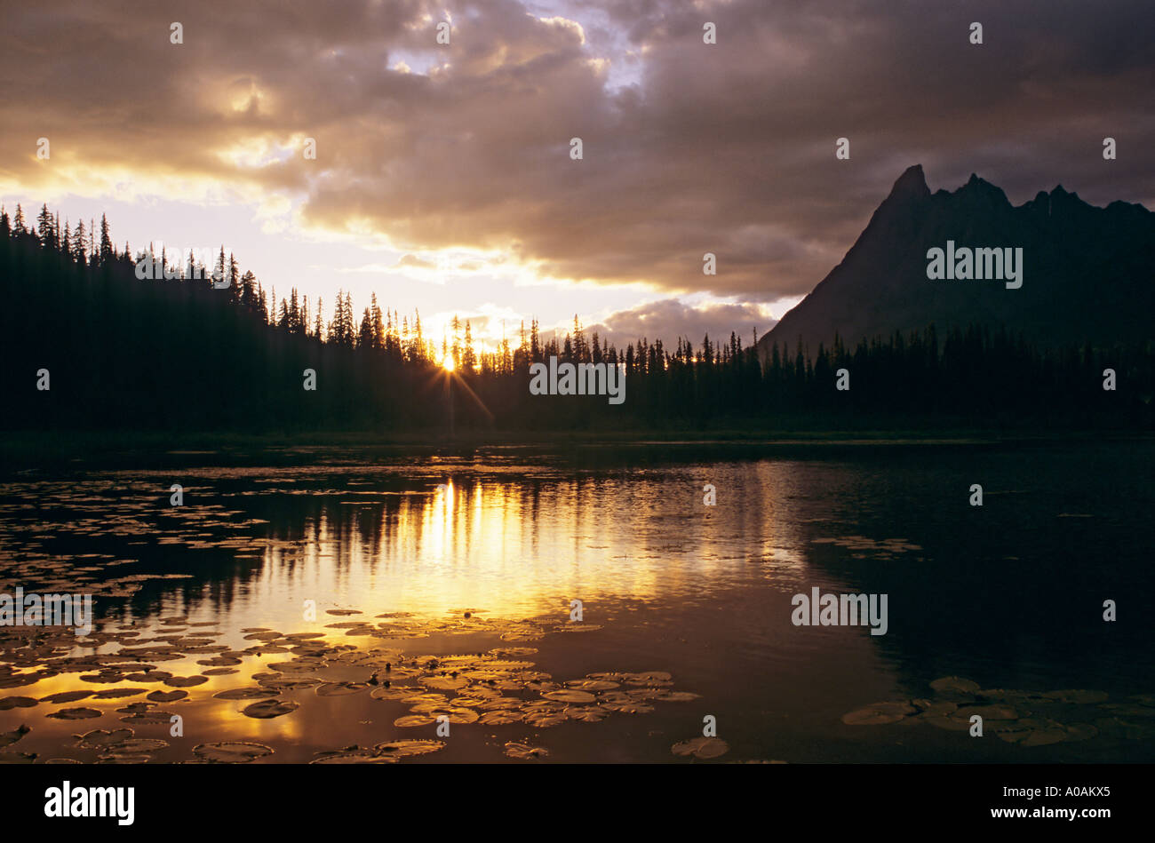 Kitsequecla Lake at sunset Britsh Columbia Stock Photo - Alamy