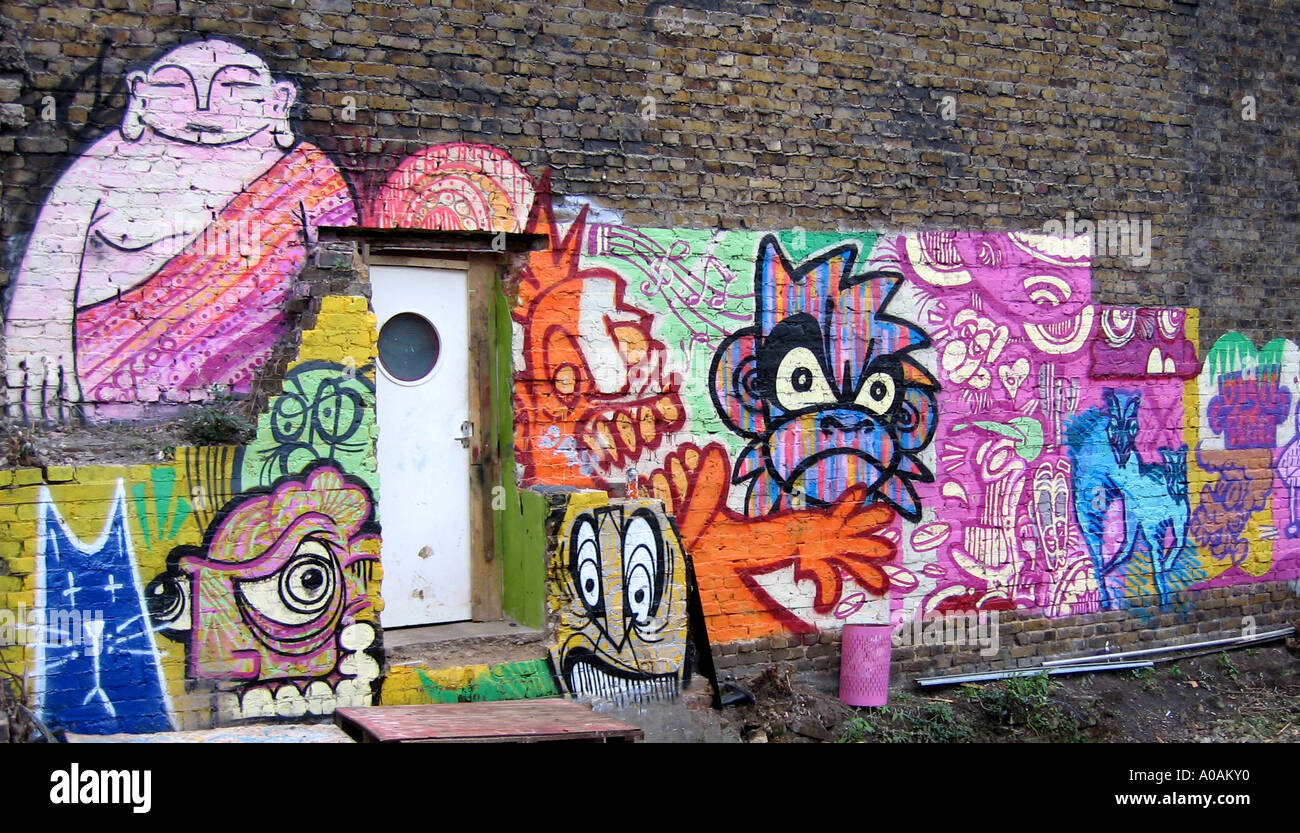 Graffiti on a Brick Wall in Camden Town London UK Stock Photo - Alamy