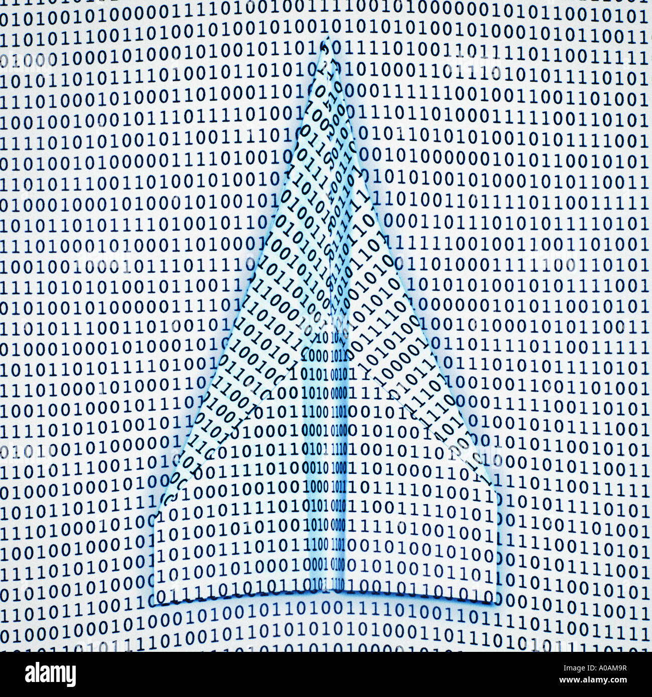 Folded paper plane with printed binary code Stock Photo - Alamy