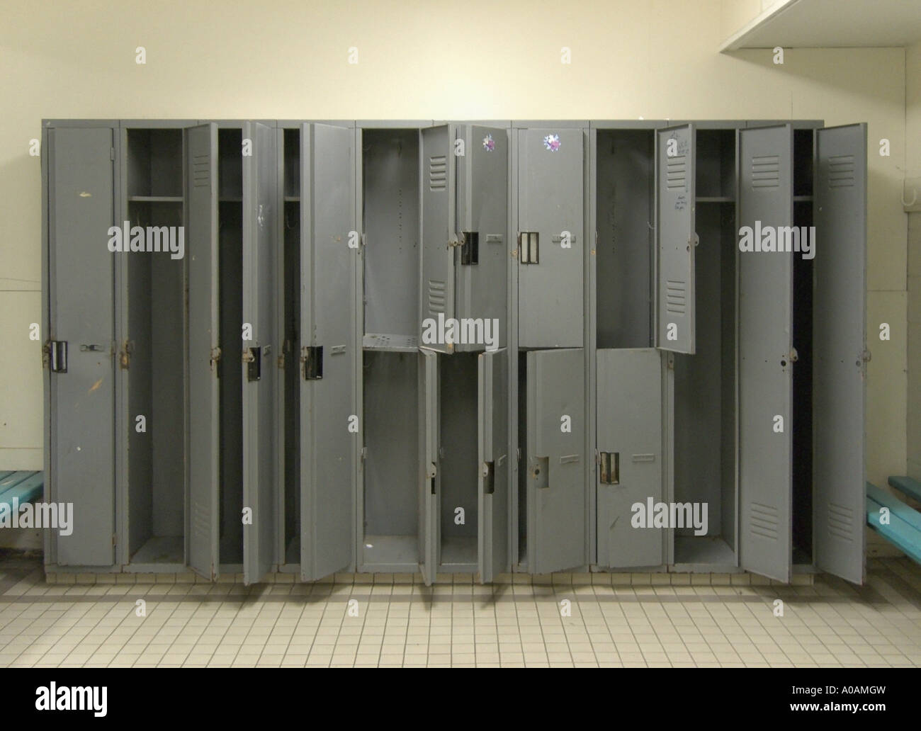 Empty lockers in change room Stock Photo - Alamy