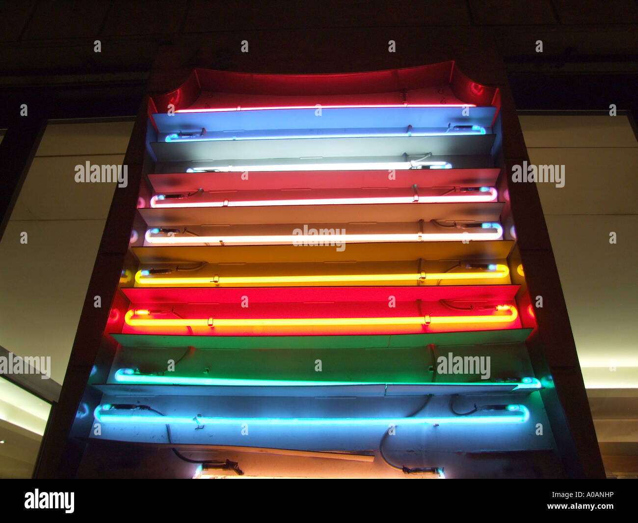 colourful neon lights at night Stock Photo - Alamy
