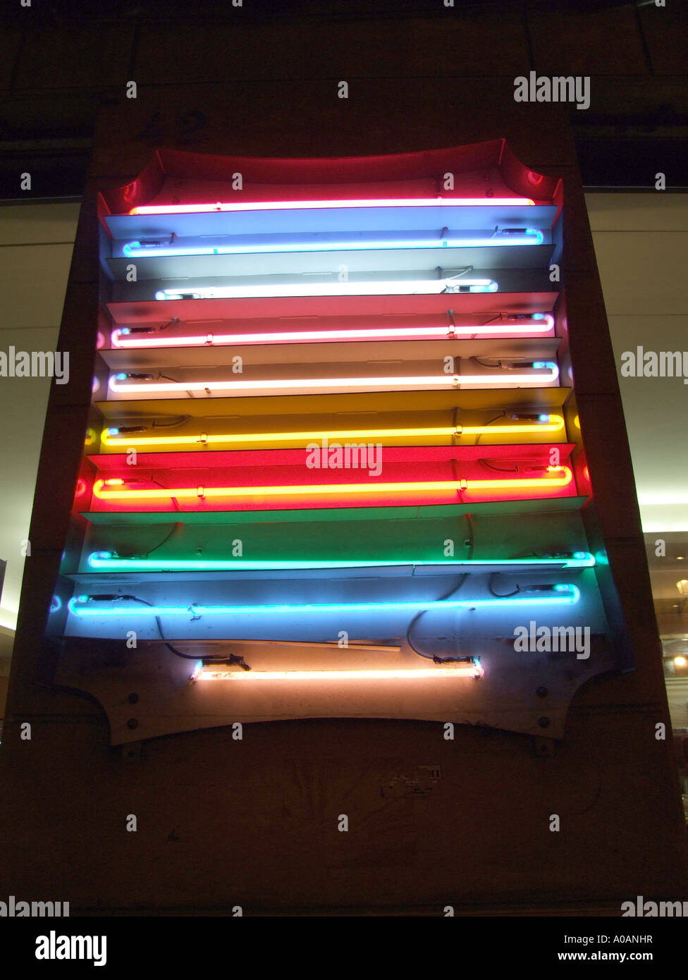 colourful neon lights at night Stock Photo - Alamy