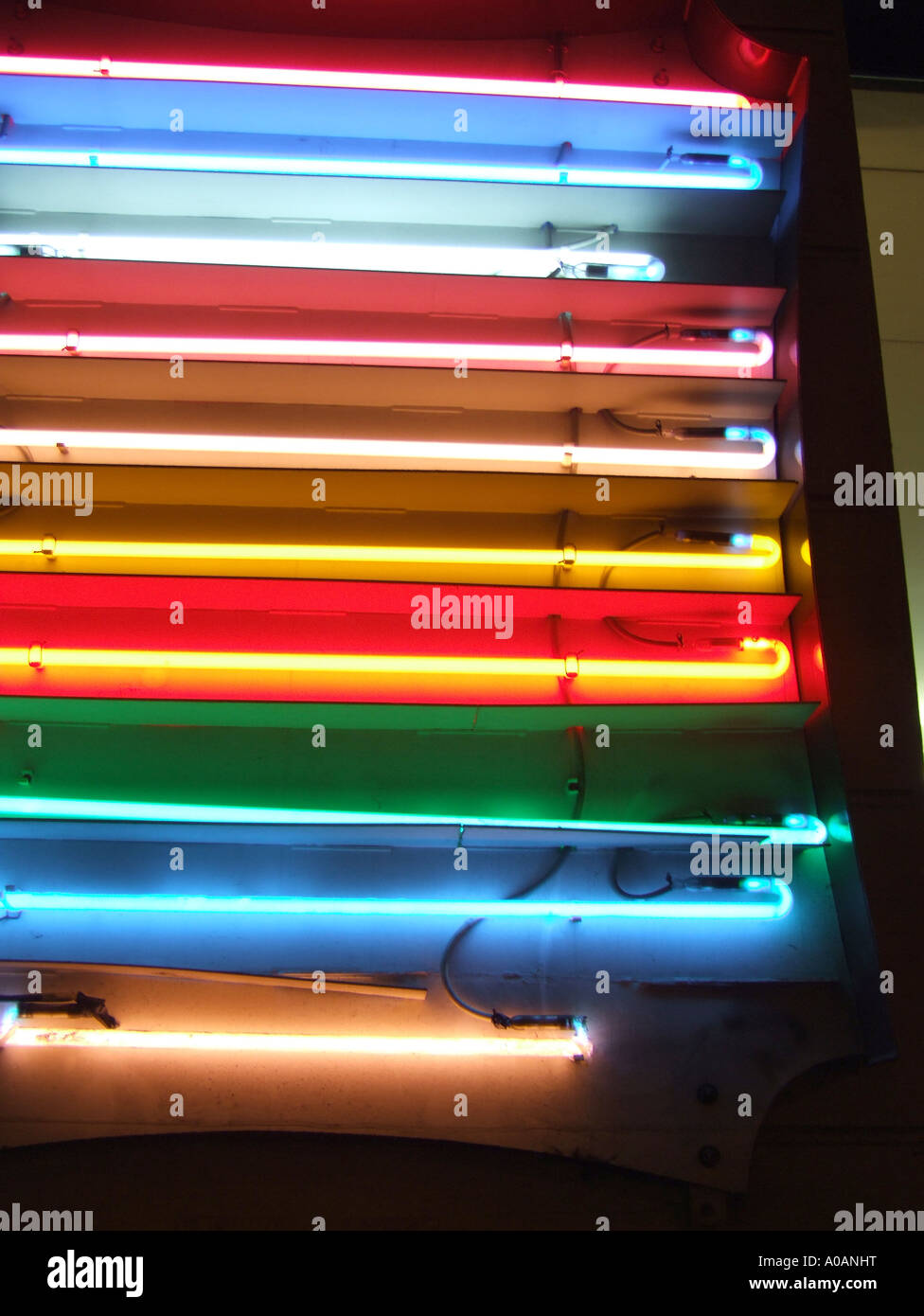 colourful neon lights at night Stock Photo - Alamy