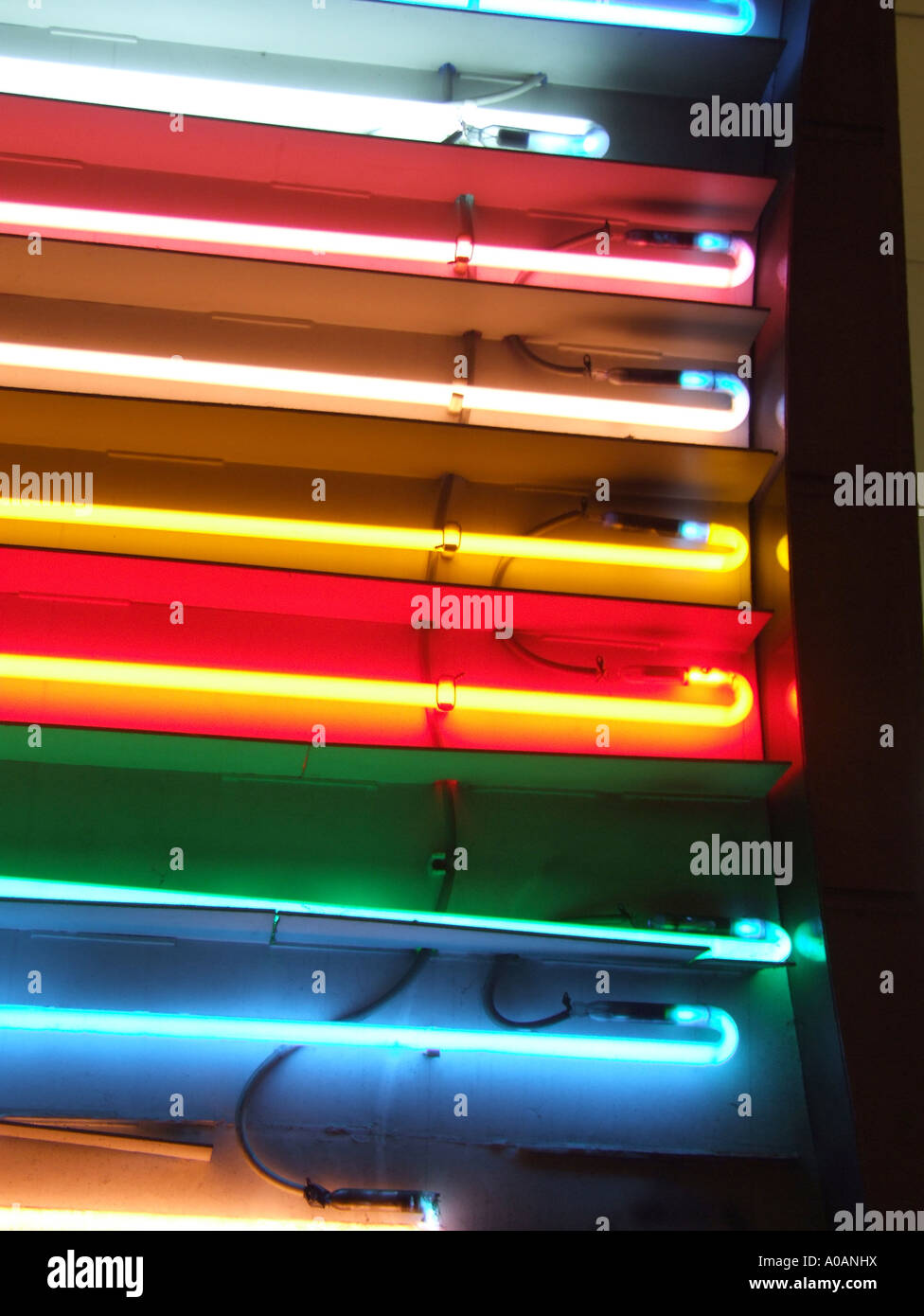 colourful neon lights at night Stock Photo - Alamy