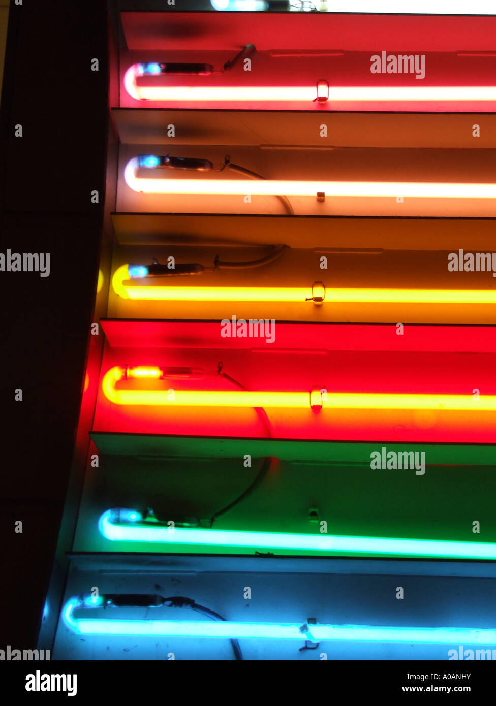 colourful neon lights at night Stock Photo - Alamy
