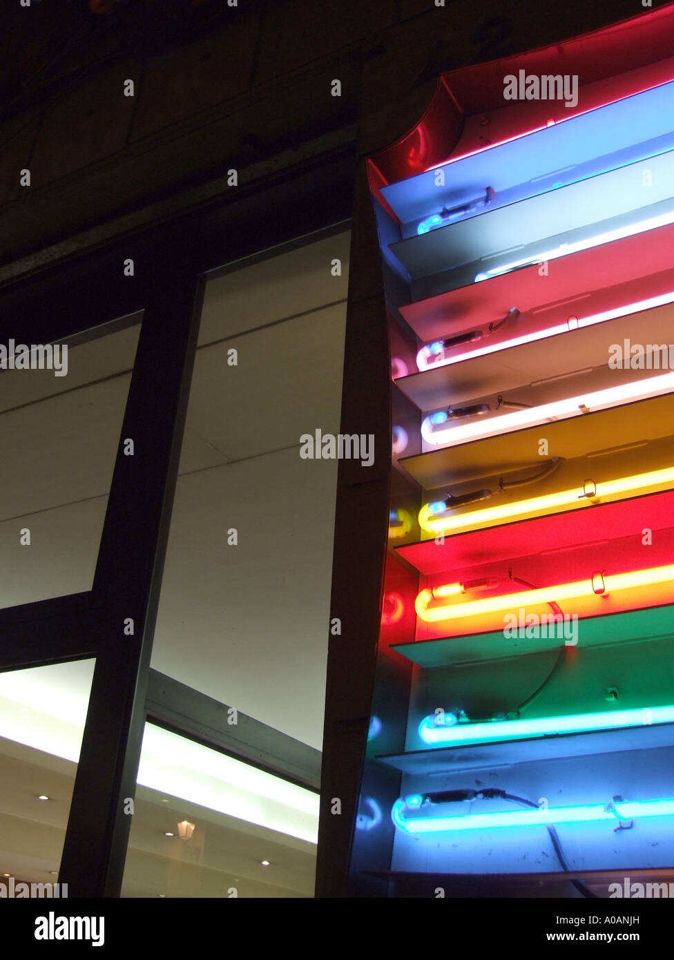 colourful neon lights at night Stock Photo - Alamy