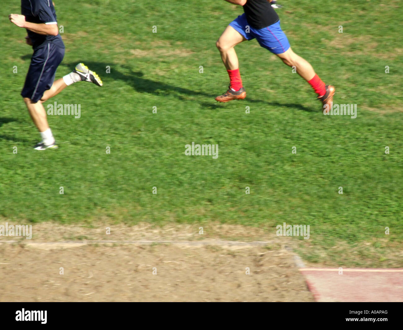 two men in a race during football training Stock Photo - Alamy