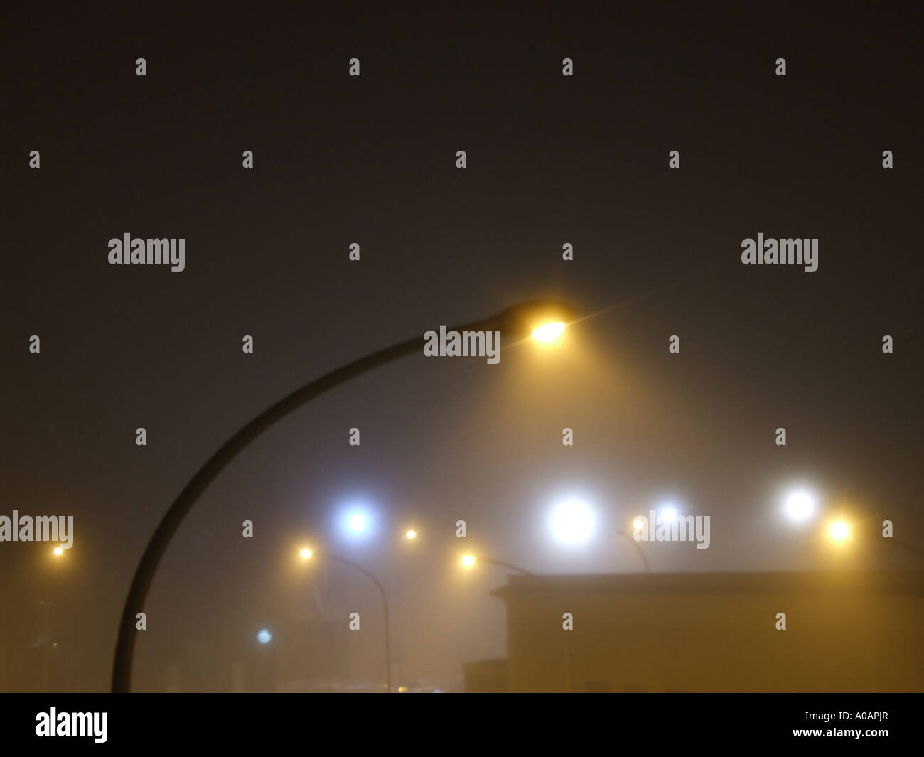 street lamp in fog at night Stock Photo - Alamy