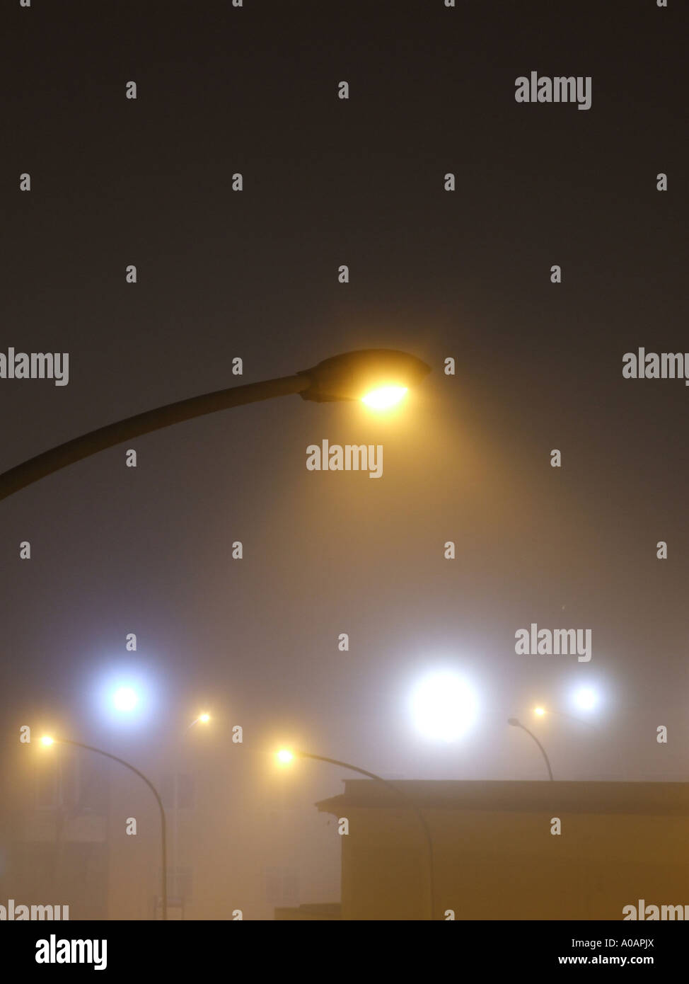 street lamp in fog at night Stock Photo - Alamy
